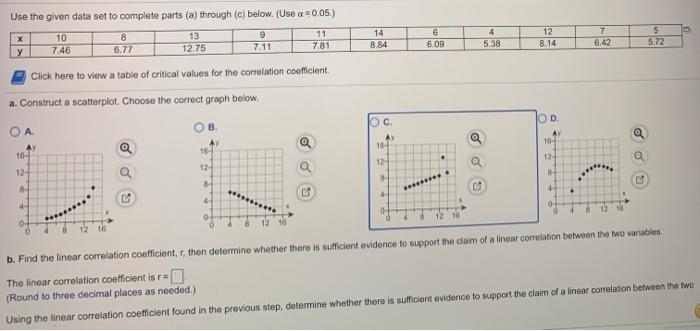 Solved Use the given data set to complete parts (a) through | Chegg.com