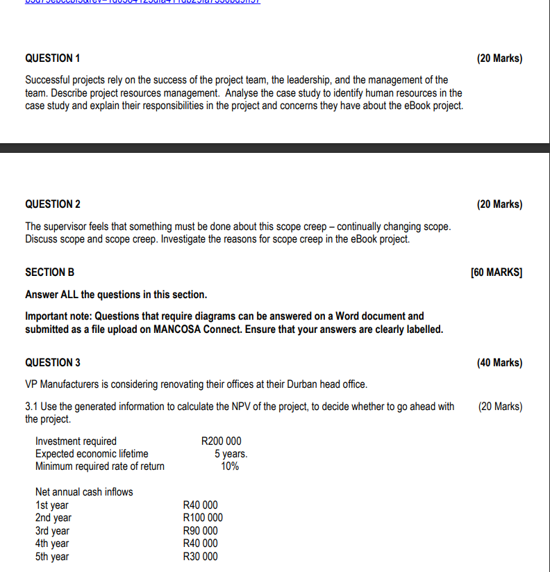 Solved QUESTION 1Successful projects rely on the success of | Chegg.com