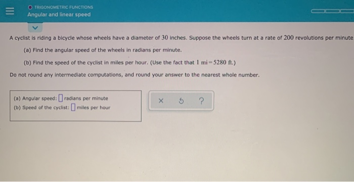 Solved O TRIGONOMETRIC FUNCTIONS Angular and linear speed A | Chegg.com
