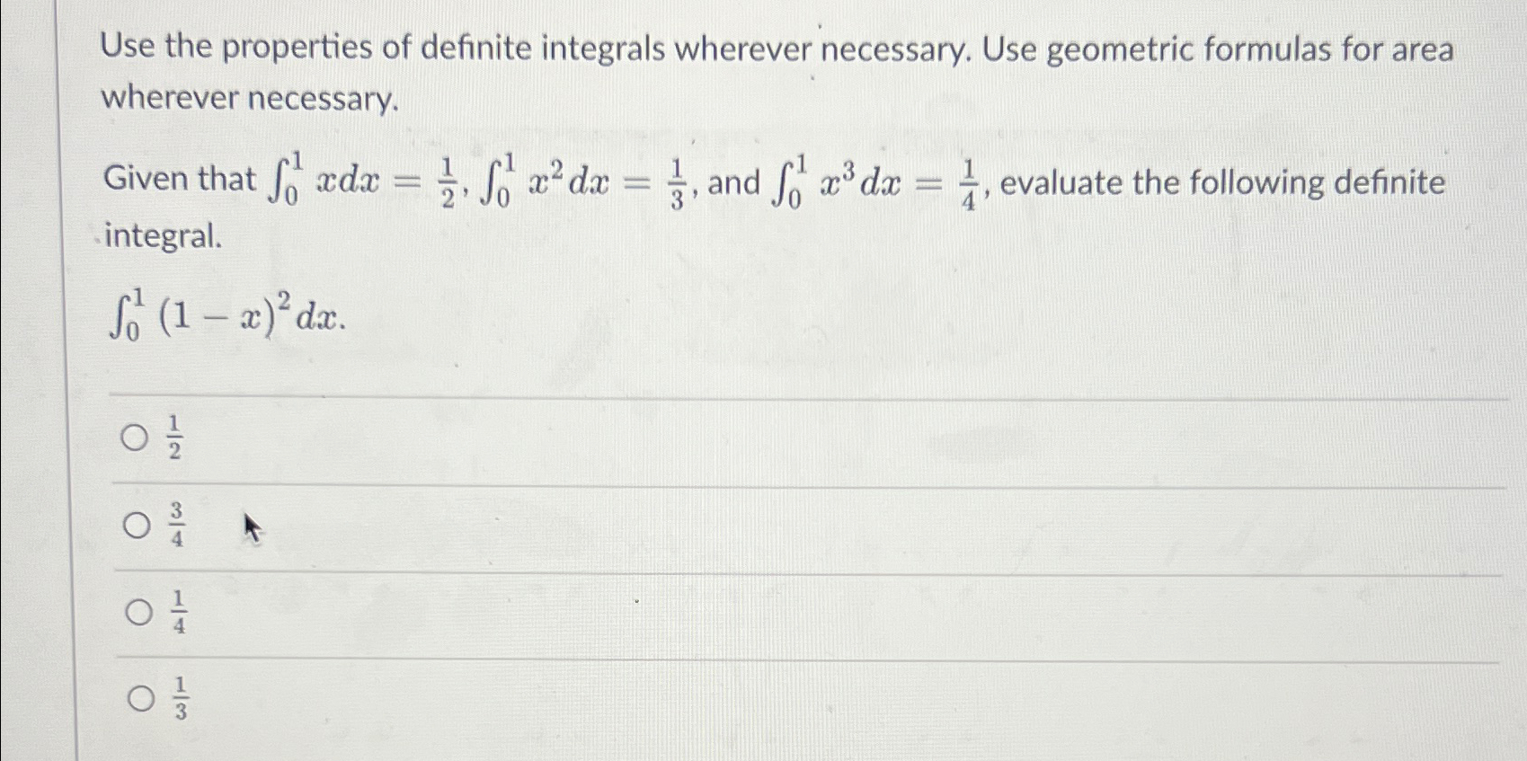 Solved Use the properties of definite integrals wherever | Chegg.com