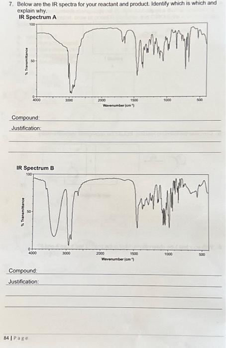 Solved 7. Below are the IR spectra for your reactant and | Chegg.com