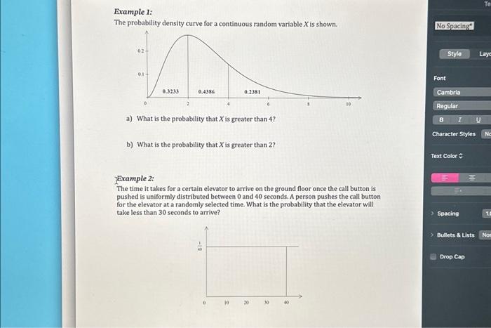 Solved Example 1: The probability density curve for a | Chegg.com