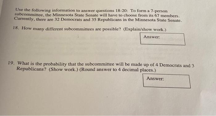 Solved Use the following information to answer questions | Chegg.com