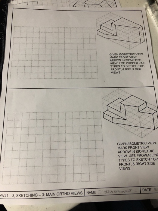 Solved GIVEN ISOMETRIC VIEW. MARK FRONT VIEW ARROW IN | Chegg.com