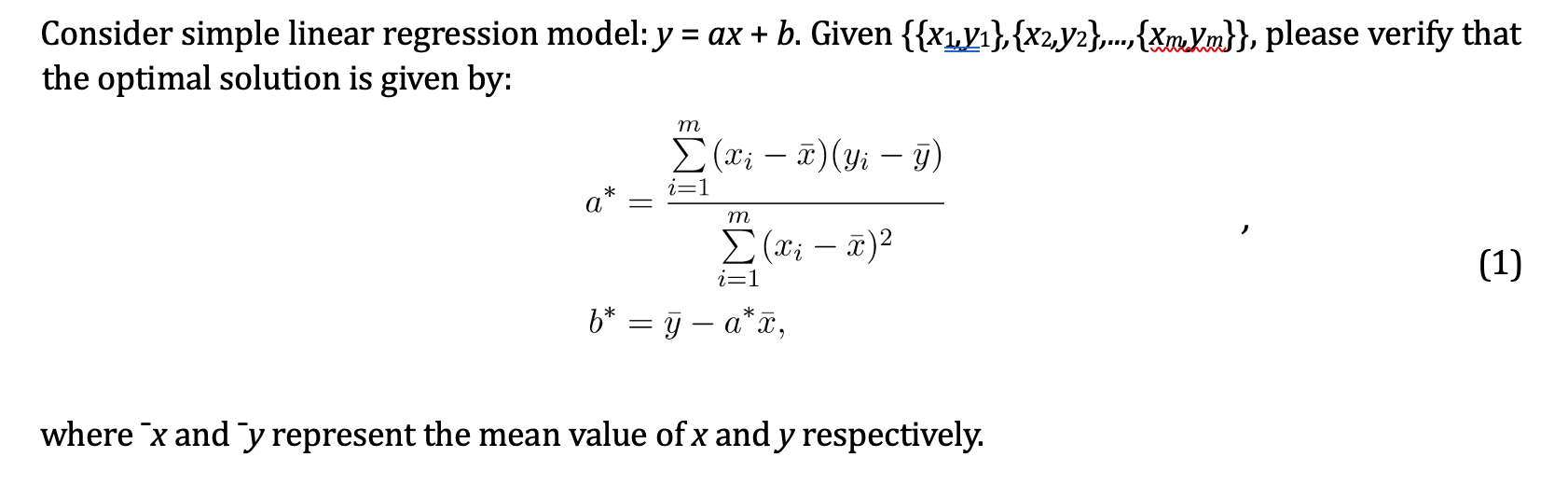 Consider simple linear regression model: y = ﻿ax + | Chegg.com