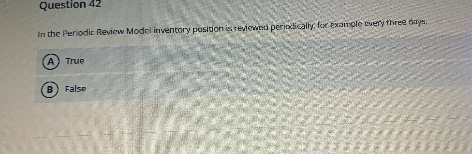Solved Question 42In the Periodic Review Model inventory | Chegg.com