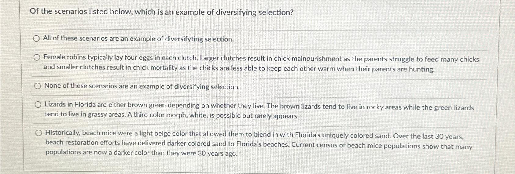 Solved Of the scenarios listed below, which is an example of | Chegg.com