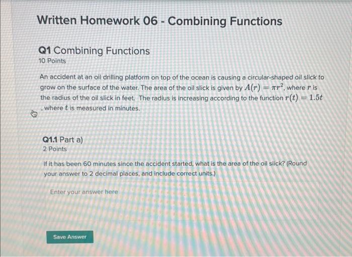 Solved Written Homework 06 - Combining Functions Q1 | Chegg.com