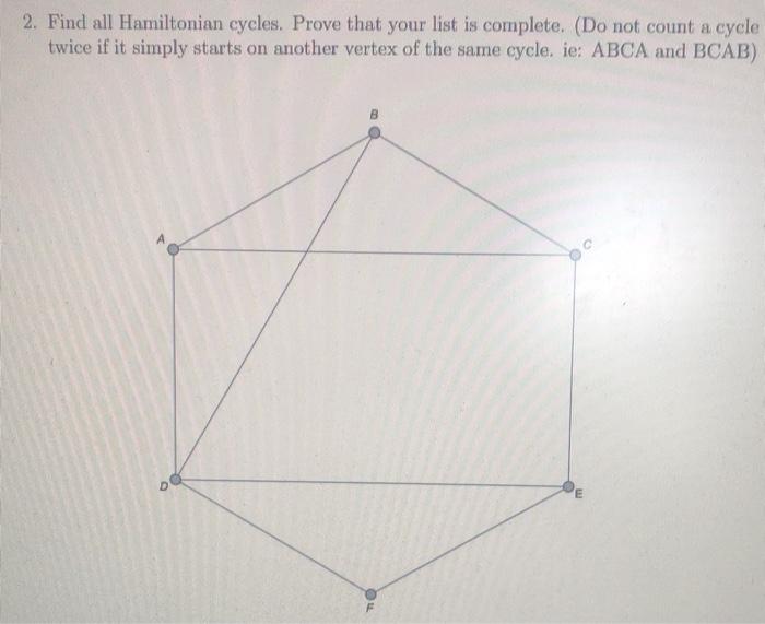 Solved 2. Find all Hamiltonian cycles. Prove that your list | Chegg.com