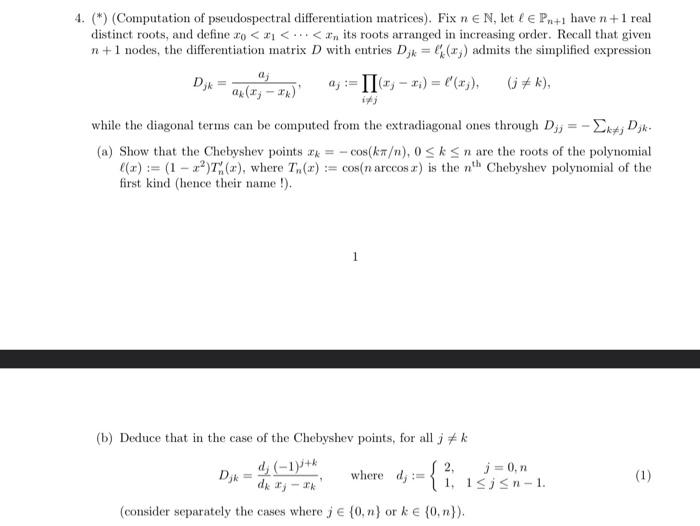 Solved 4 Computation Of Pseudospectral Differentiation