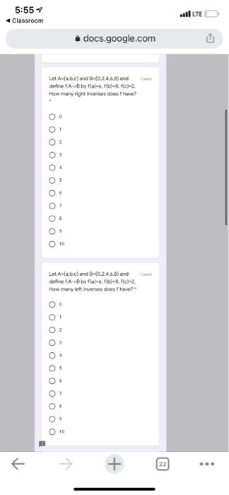 Solved 5:557 Classroom Hilut .docs.google.com Let Alab.c) | Chegg.com