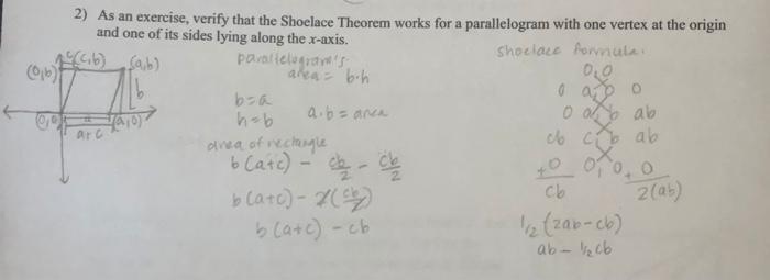 Solved 2) As an exercise, verify that the Shoelace Theorem | Chegg.com