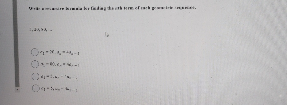 Solved Write a recursive formula for finding the nth term of | Chegg.com