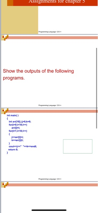 Solved Assignments for chapters Programming Lan Show the | Chegg.com