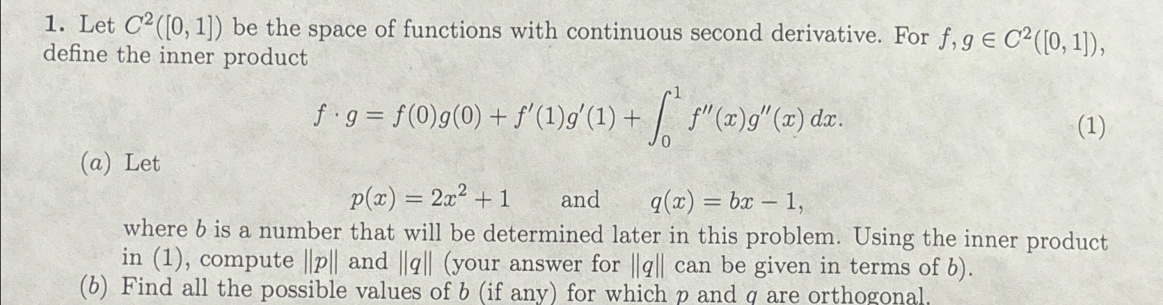 Let C2([0,1]) ﻿be the space of functions with | Chegg.com