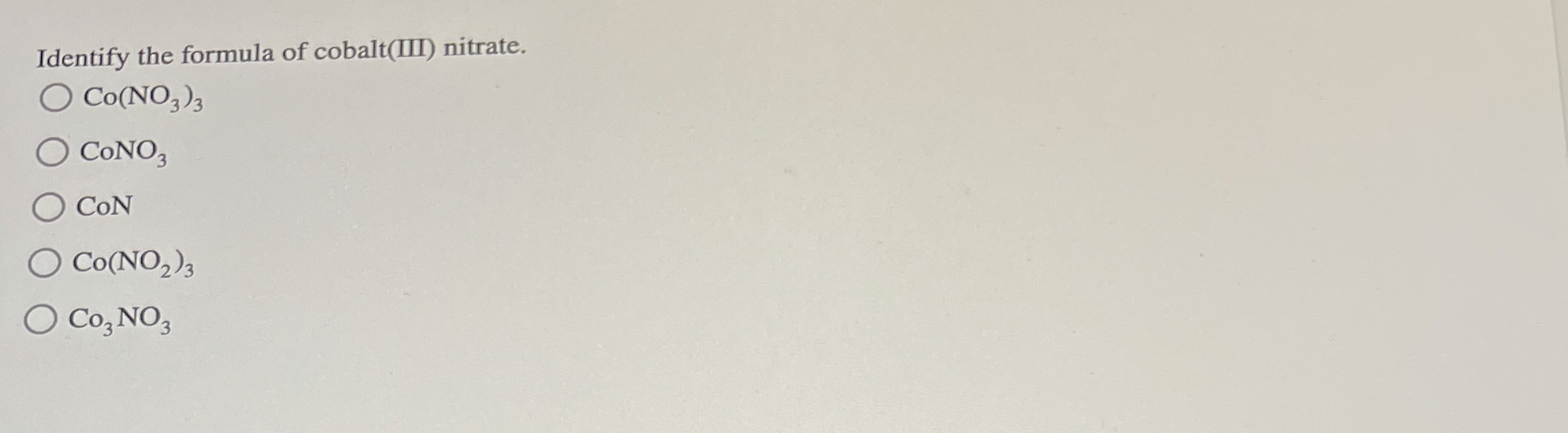 Solved Identify the formula of cobalt(III) | Chegg.com