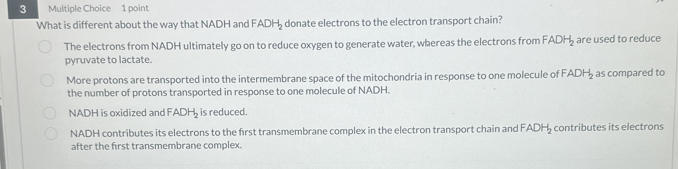 Solved 3Multiple Choice 1 ﻿pointWhat is different about the | Chegg.com
