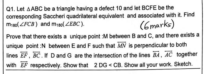 Solved Q1. Let A ABC be a triangle having a defect 10 and | Chegg.com