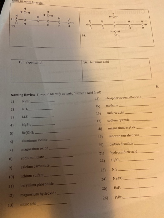 Solved Practice Organic Naming WS - Unit 7 A. Organic Naming | Chegg.com