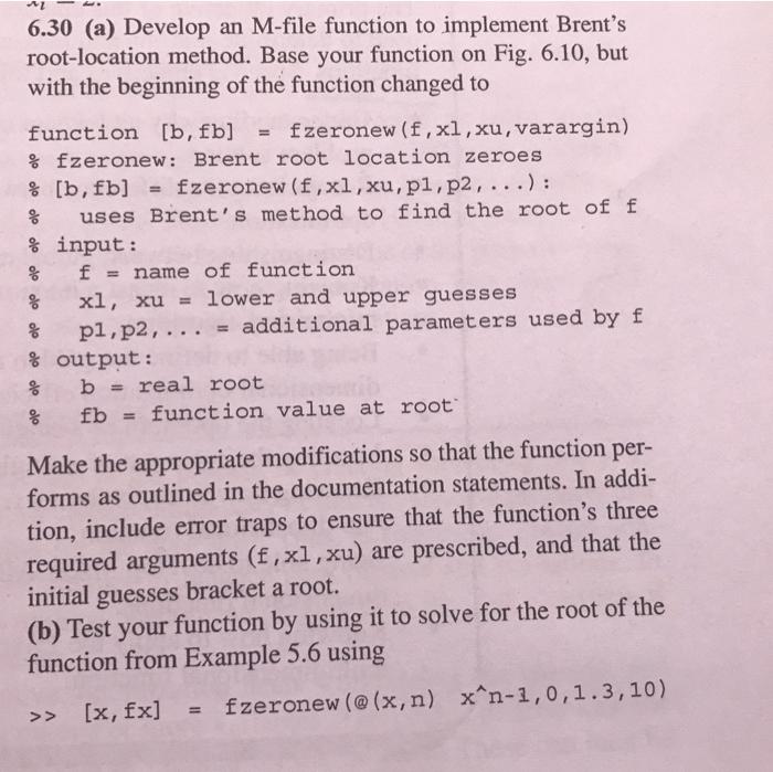 Solved 630 A Develop An M File Function To Implement 
