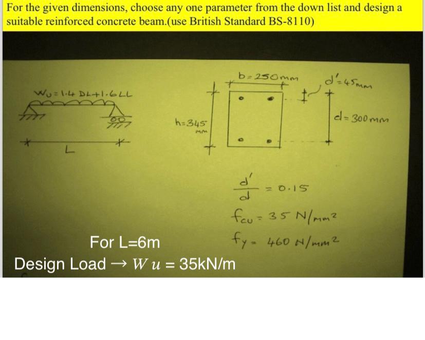 Solved For the given dimensions, choose any one parameter | Chegg.com