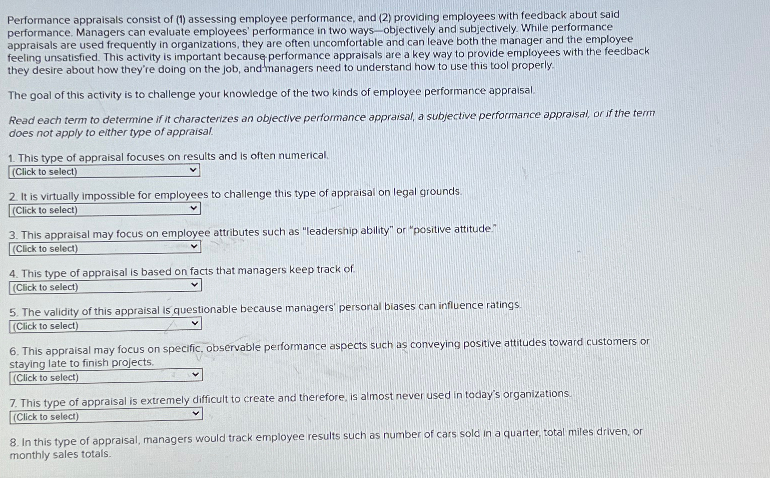 Solved Performance appraisals consist of (1) ﻿assessing | Chegg.com