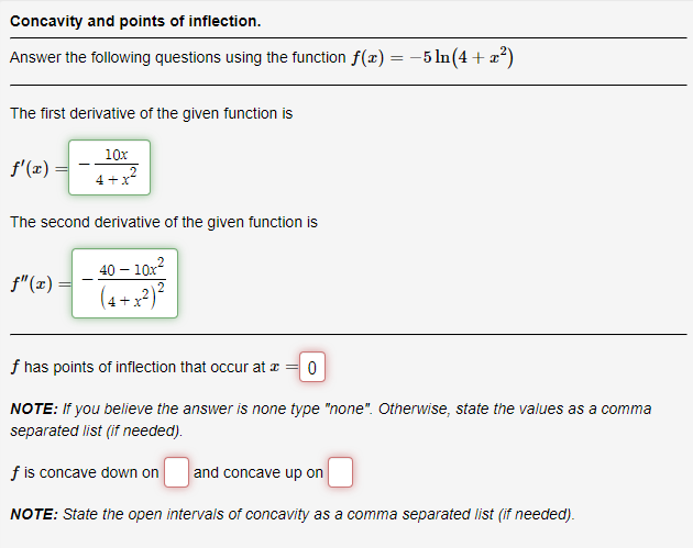 Solved Concavity and points of inflection.Answer the | Chegg.com