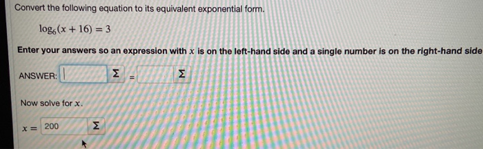Solved Convert the following equation to its equivalent | Chegg.com