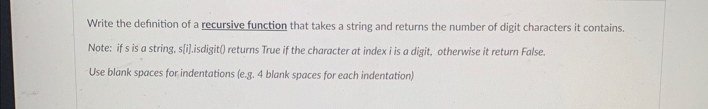 Solved Write the definition of a recursive function that | Chegg.com