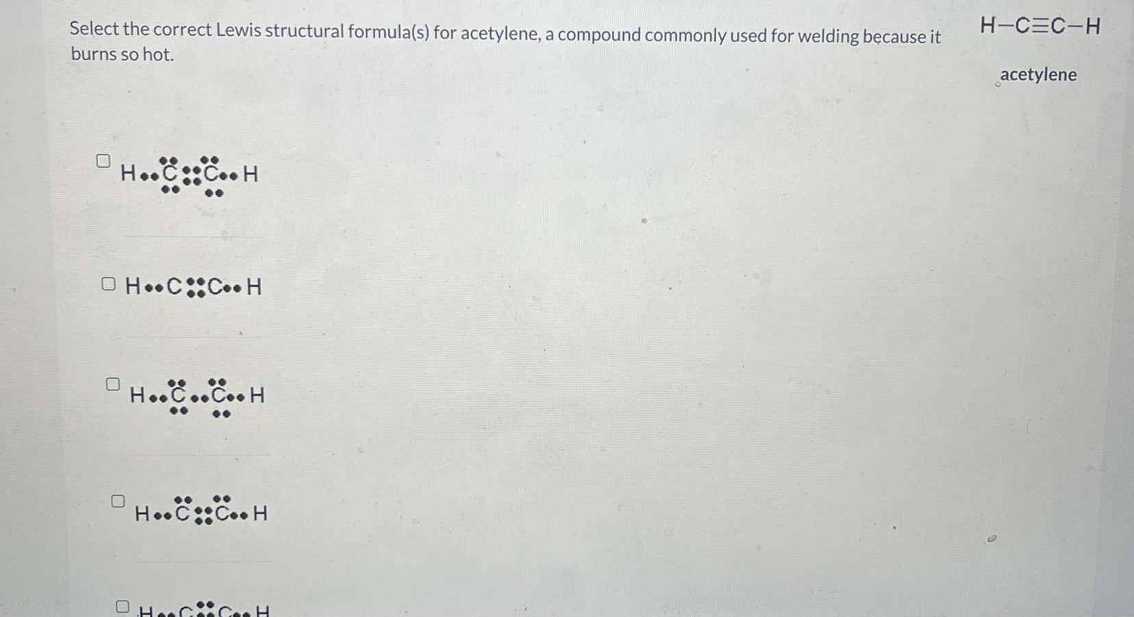 Solved Select the correct Lewis structural formula(s) ﻿for | Chegg.com