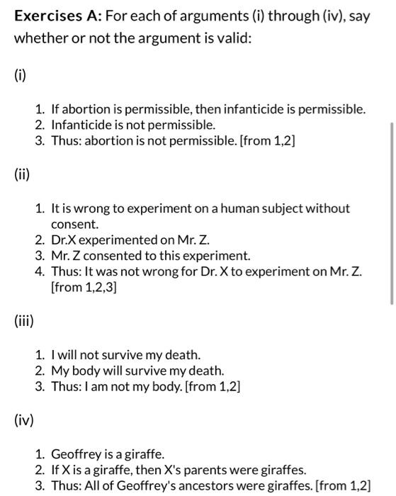 Exercises A For Each Of Arguments I Through Iv 2685