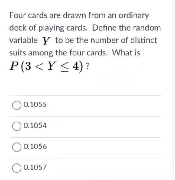 Solved Four cards are drawn from an ordinary deck of playing | Chegg.com