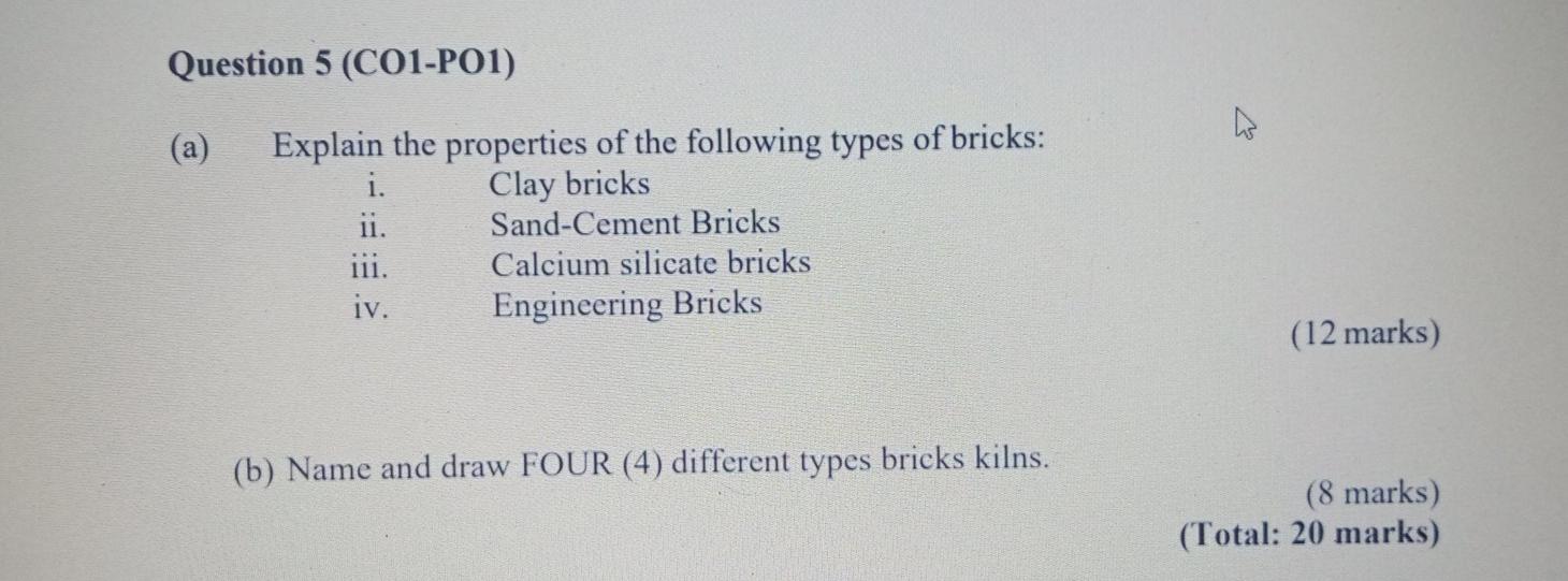 Solved Question 5 (CO1-P01) (a) Explain the properties of | Chegg.com