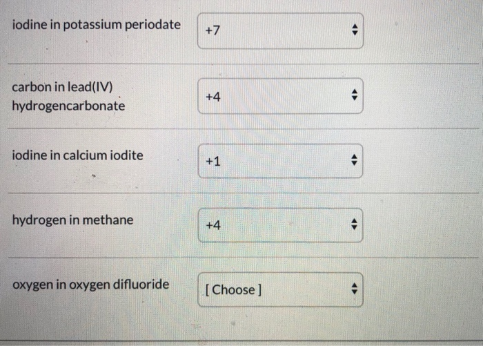 Solved Match each species to its oxidation number. hydrogen | Chegg.com
