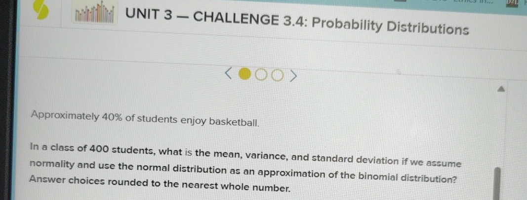 Solved UNIT 3 - ﻿CHALLENGE 3.4: Probability | Chegg.com