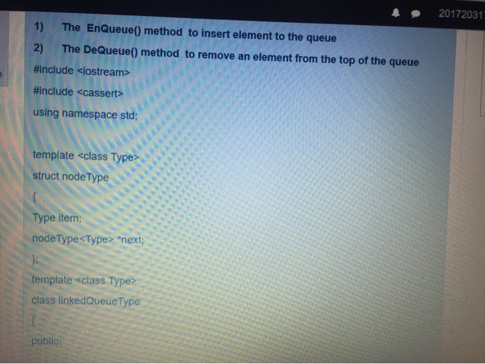 Solved 201720311 1) The EnQueue() method to insert element | Chegg.com