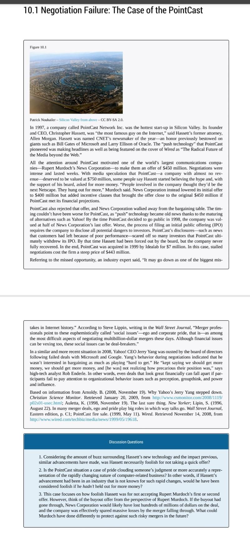 Solved 10.1 Negotiation Failure: The Case of the PointCast | Chegg.com