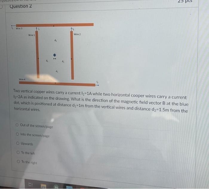 Solved Two vertical copper wires carry a current I1=1 A | Chegg.com