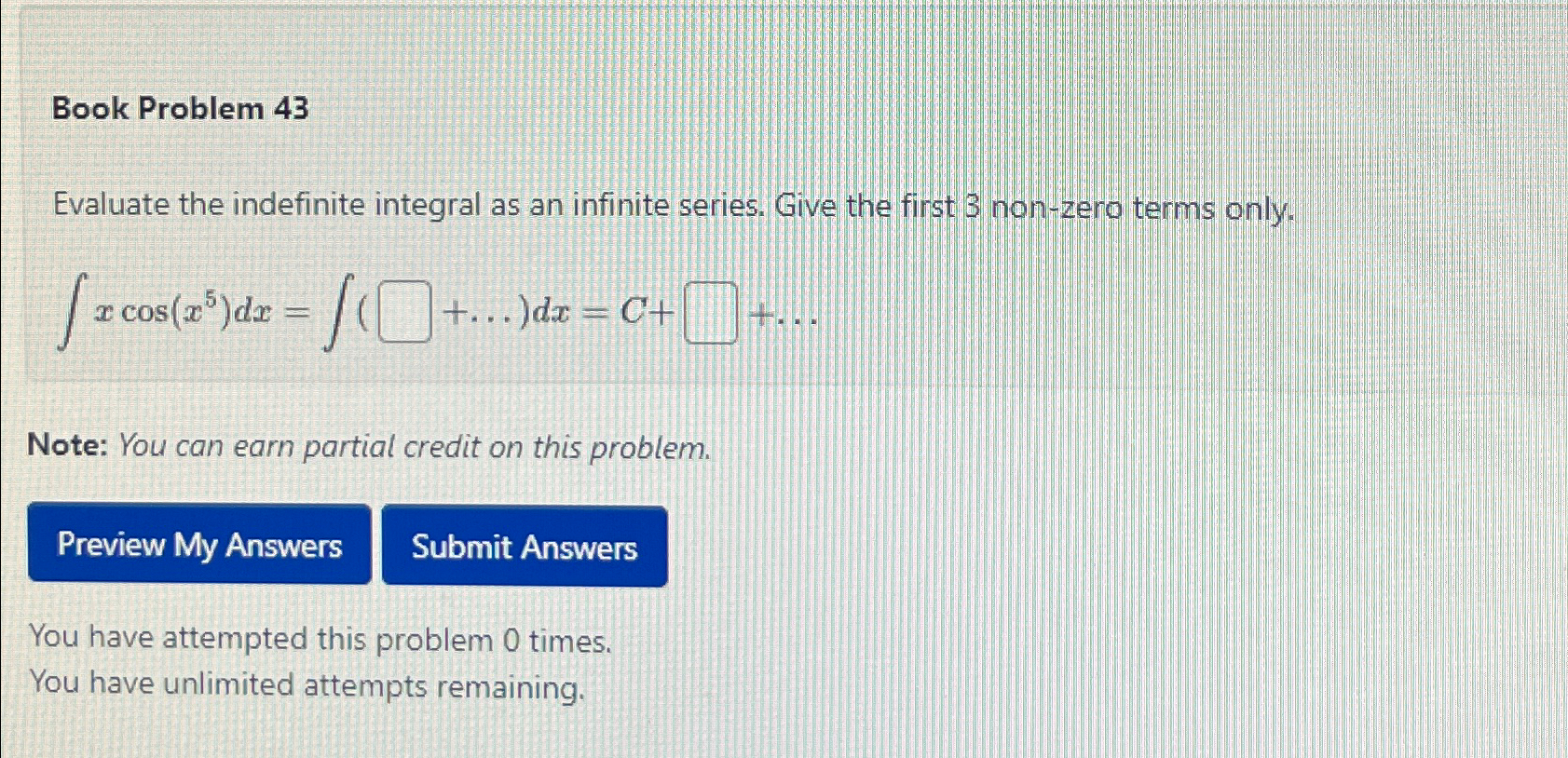Solved Book Problem 43Evaluate the indefinite integral as an | Chegg.com