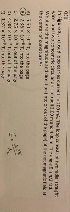 Solved Q30. In Figure 3, a closed loop carries current i = | Chegg.com