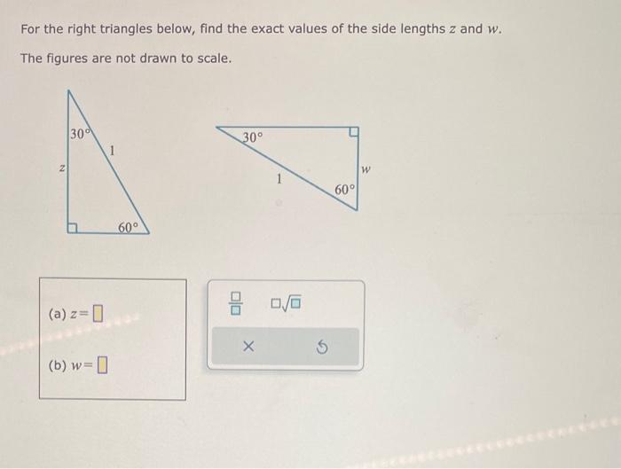 Solved For the right triangles below, find the exact values | Chegg.com