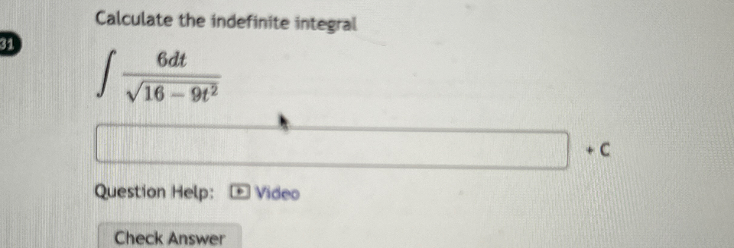 Solved Calculate the indefinite | Chegg.com