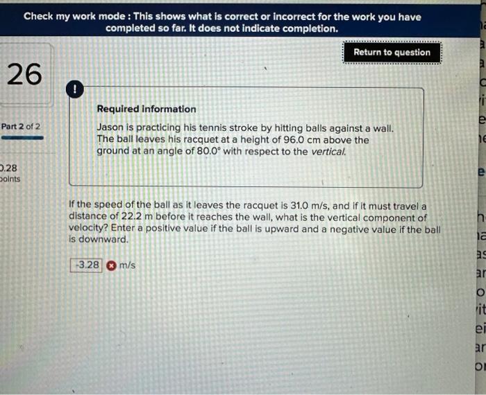Solved Check my work mode : This shows what is correct or | Chegg.com