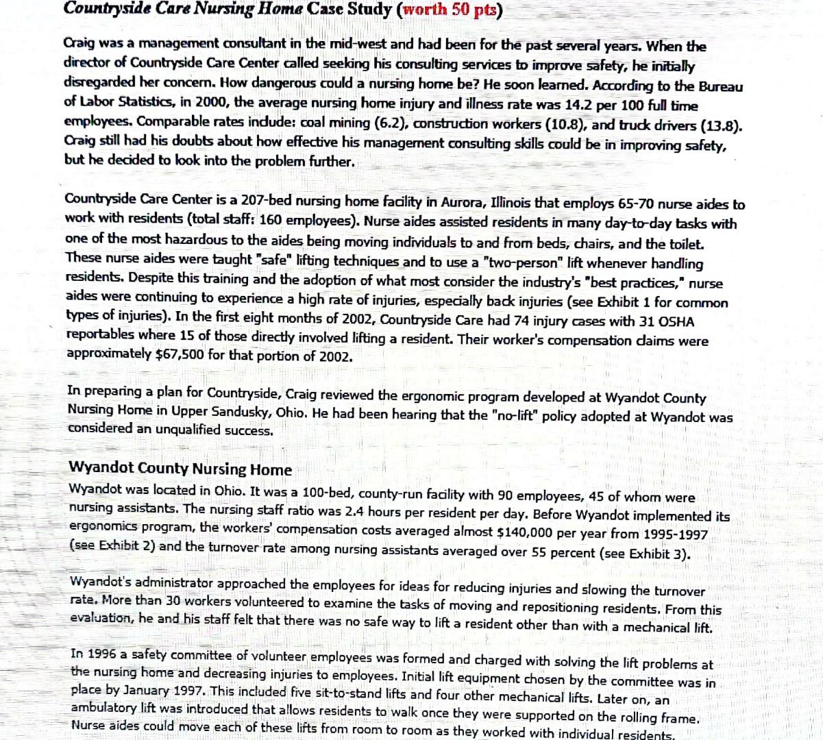 Solved Countryside Care Nursing Home Case Study (worth 50 | Chegg.com