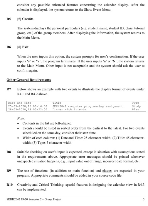 SEHH2042 Computer Programming Group Project - | Chegg.com