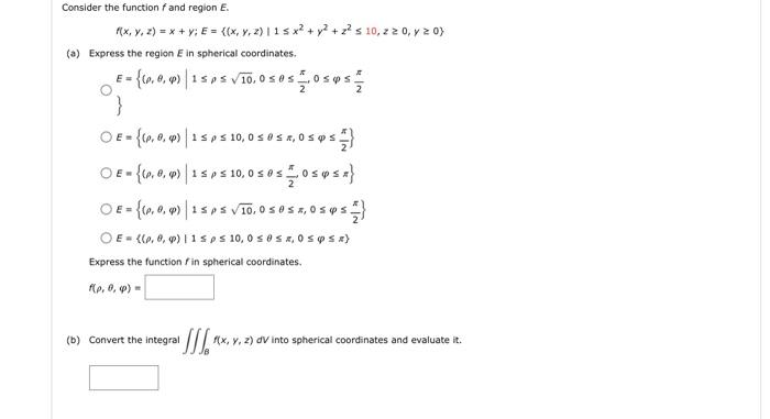 Solved Consider The Function F And Region E