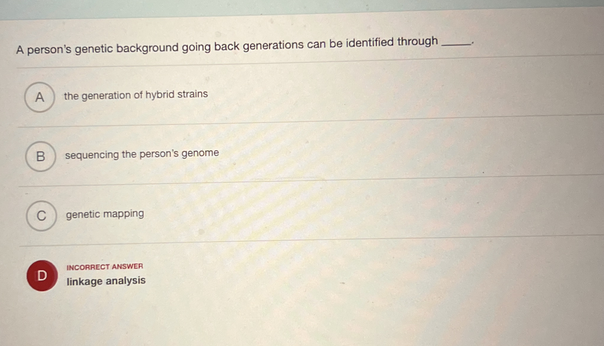 Solved A person's genetic background going back generations | Chegg.com