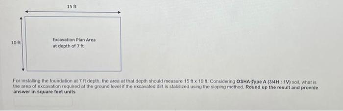 Solved For installing the foundation at 7 it depth, the area | Chegg.com