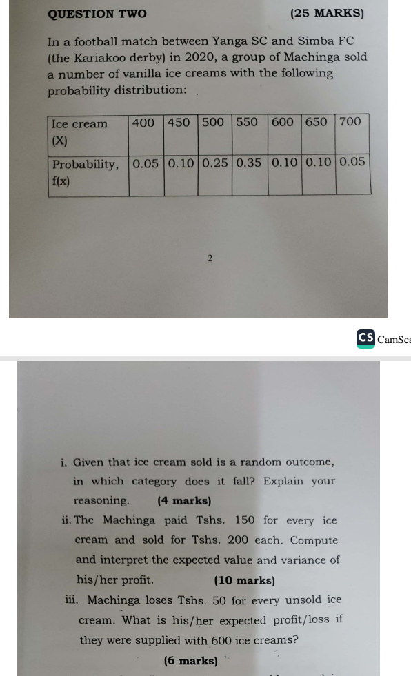 Solved QUESTION TWO (25 MARKS) In a football match between | Chegg.com
