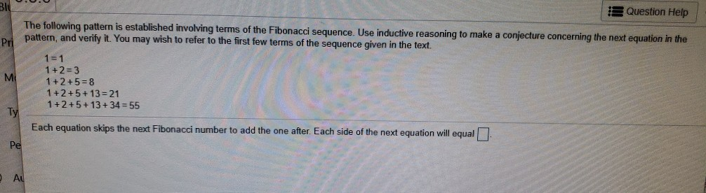 Solved Question Help The following pattern is established | Chegg.com